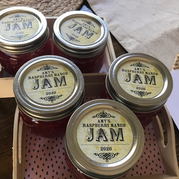 CUSTOM Vintage Canning Jar Labels, Fully Personalized Round Mason Jar ...