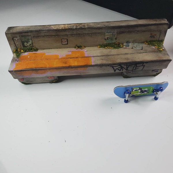 12 Cement Fingerboard Park Bench / Ledge With Graffiti / Weathering ...