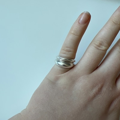 Antique Silver Soft Dome Ring, Sade Bold & Narrow Ring, Organic Shape ...