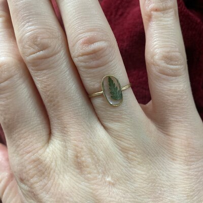 Fern Ring, Plant Ring, Botanical Ring, Pressed Fern Ring, Gold Fern ...