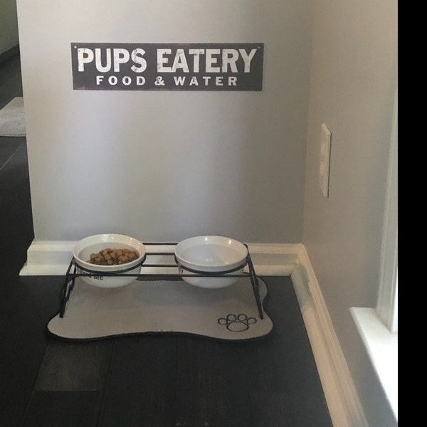 Rustic Pup's Eatery Metal Sign - Dog Food & Water Station Decor - Etsy