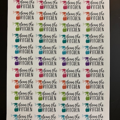 Clean the Kitchen Stickers, Cleaning Stickers, Set of 40 Kitchen ...