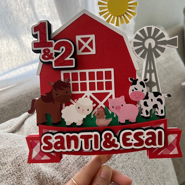 Farm Cake Topper | Barn Cake Topper | Farm Birthday Party | Farm Theme ...