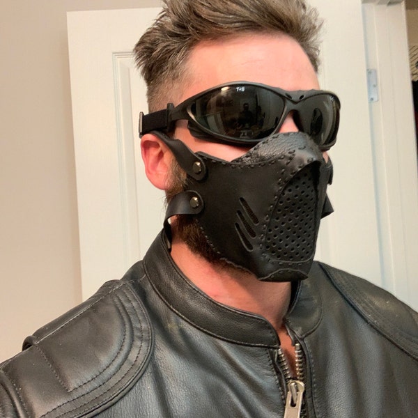 Leather Face Mask //THE MAVERICK// W/filters & Pocket - Etsy