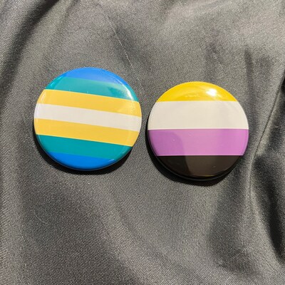 Nonbinary Button None Binary With Left Beef Enby NB Pizza Meme Badge ...