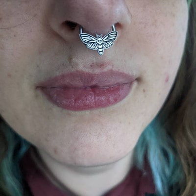 Skull Moth Ring for Septum & Daith Piercings, Death's Head Moth Captive ...