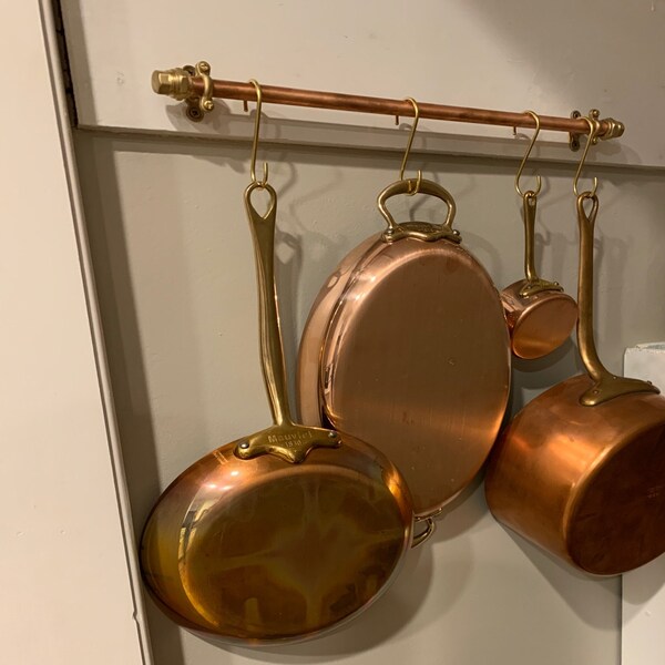 Handmade Copper and Brass Pot and Pan Rack, Copper Rails, Copper ...
