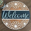 Welcome Daisy Sign, Digital Download, Round Door Hanger Svg, Glowforge ...