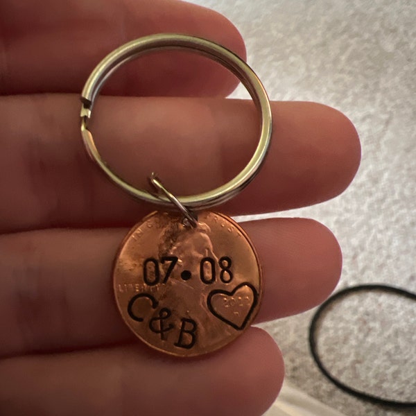 Unique Personalized Penny Keychain Gift | Wedding Anniversary | Hand ...