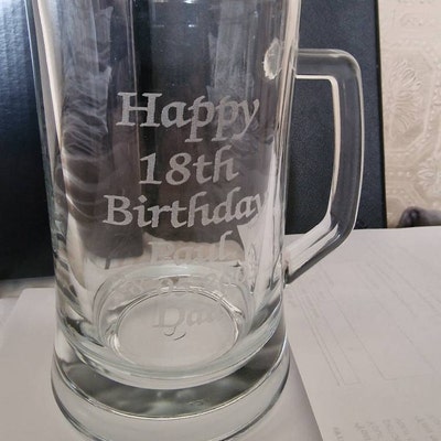 Personalised 18th Birthday Design Pint Glass Tankard in A Paper Box ...