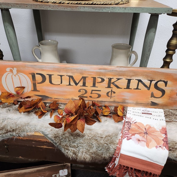 STENCIL, Pumpkins 25 Cents With Arrow, 24"x7", Reusable Stencil, NOT A ...