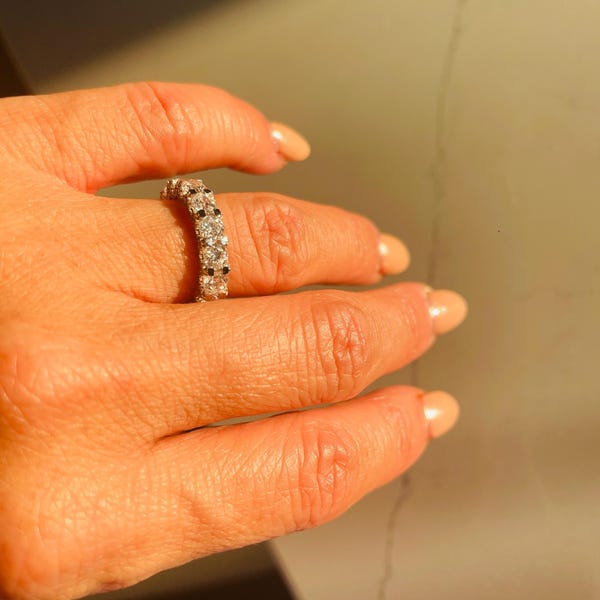 3MM Round Diamond Wedding Band, 2.80CT Simulated Diamond Full Eternity ...