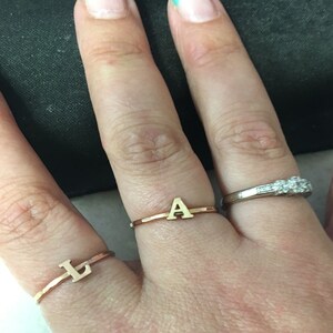 Stackable Initial Ring Monogram Ring Dainty Ring Letter | Etsy