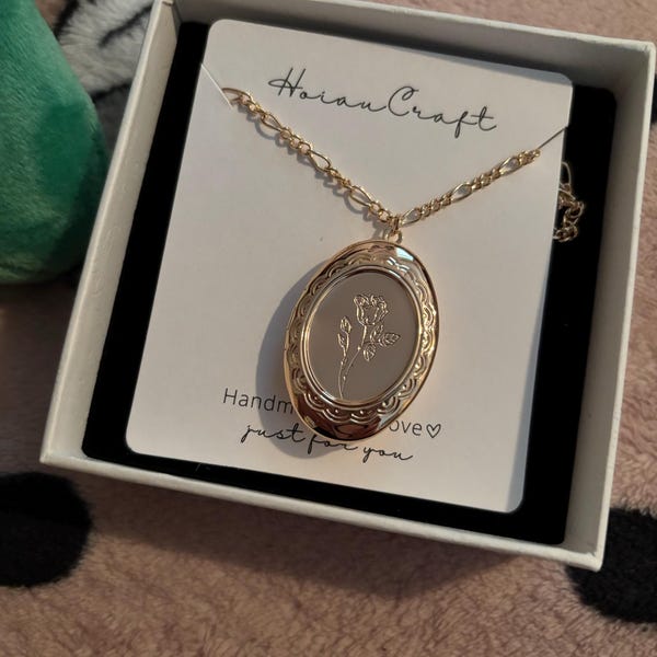 Custom Initial Locket With Photo, Gold Delicate Oval Locket Necklace ...