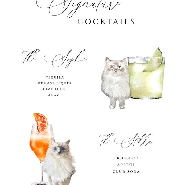 Watercolor Signature Cocktail Sign - Etsy