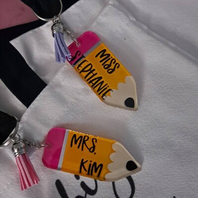 Custom Teacher Pencil Keychain - Etsy