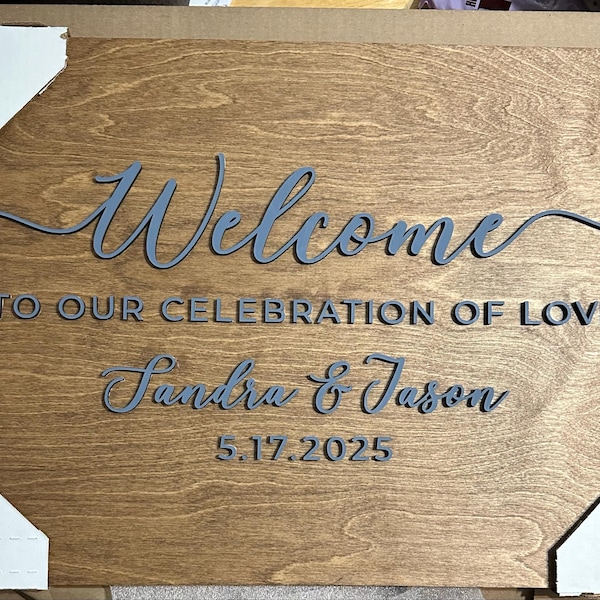 3D Wedding Welcome Sign, Custom Wood Wedding Sign, Welcome to Our ...