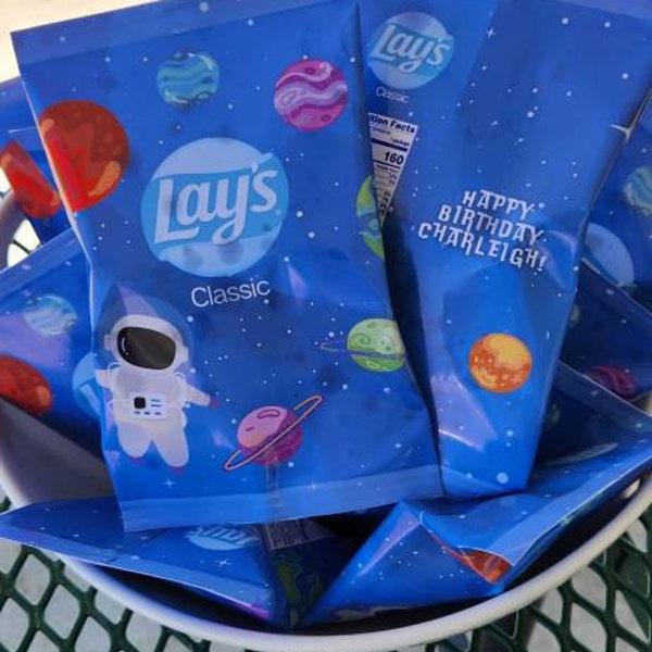 Outer Space Birthday Chip Bags Planet Birthday Chips Astronaut Birthday ...