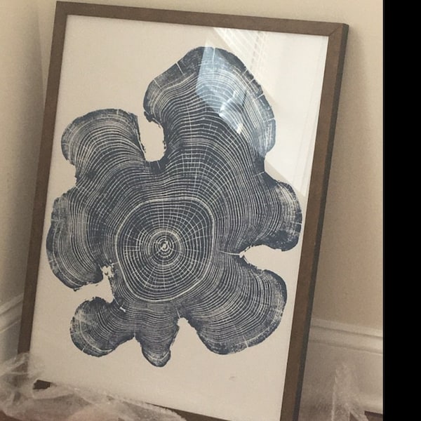 Tree Ring Art Print, Blue Cottonwood, Wood Slice, Tree Slice Print ...