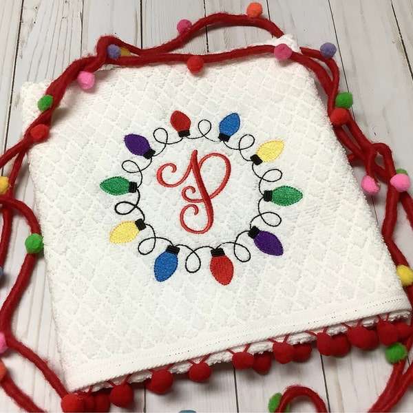 Christmas Lights Frame Embroidery Design: Festive Applique (digital ...
