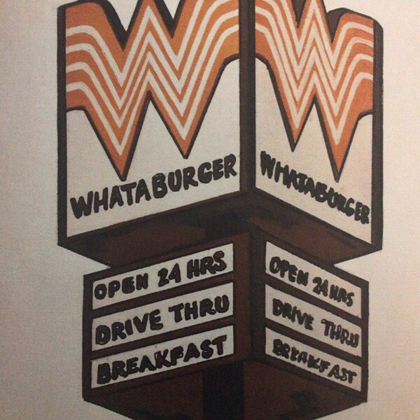 PRINT Vintage Whataburger Sign Houston - Etsy