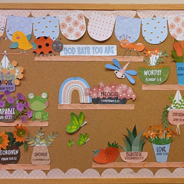 Christian Easter Bulletin Board Kit | Biblical Affirmations | Spring ...