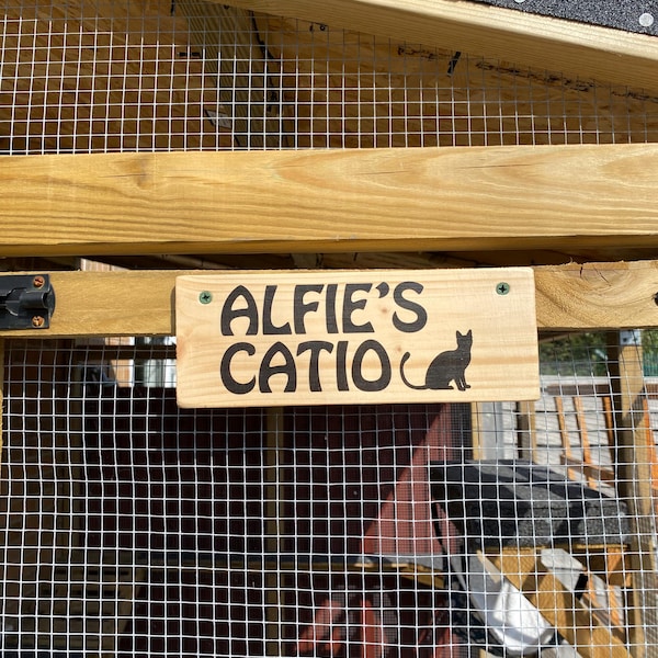 Cat Lover Catio Sign Personalised Wooden Sign Cat House Sign Kitten ...