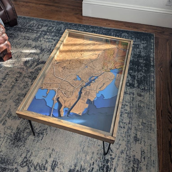 Handcrafted City Map Coffee Table - 100% Made in the USA. Choose Your ...