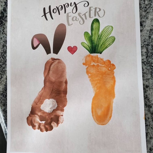 Hoppy Happy Easter/ Bunny Carrot / Footprint Handprint Art Craft / Foot ...