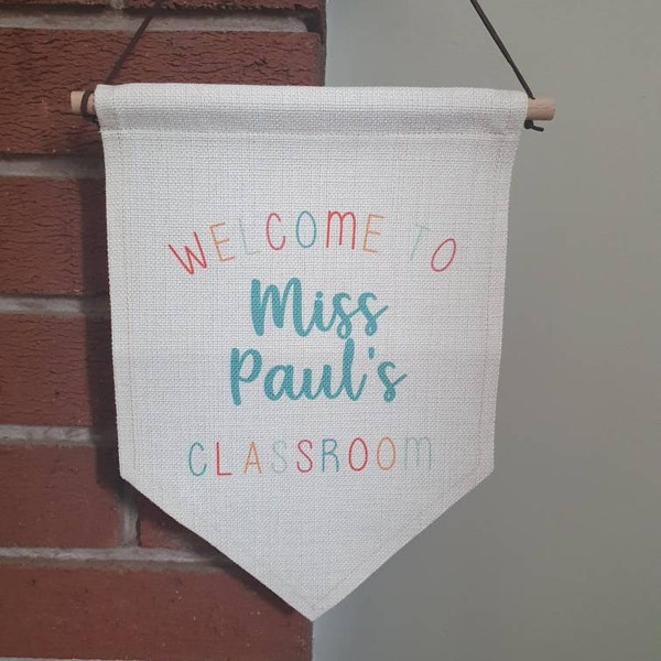 Personalised Teacher Class Room Flag, Teacher Gift, Personalised ...