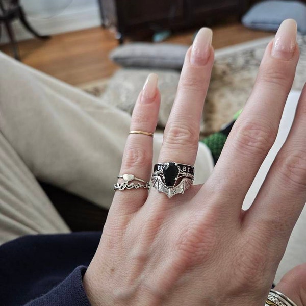 4mm Wide Charlotte Ring, Fluffy Slim Ring, Puffy Stacking Ring, Ribbed ...
