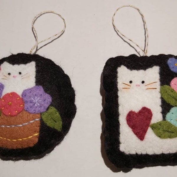 Cute Cats Wool Pins Pattern PDF - Embroidery Hand Kitty Brooch Jewelry ...