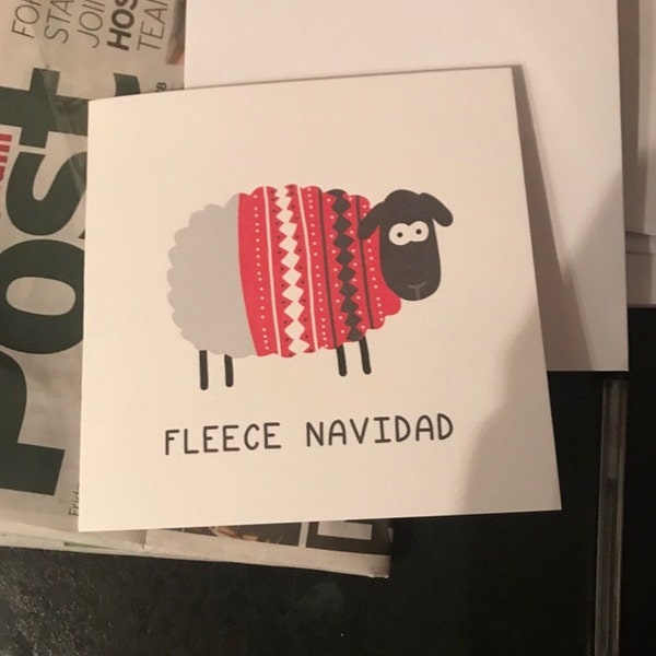 Fleece Navidad Christmas Card: Sheep in Sweater, Funny Holiday Greeting ...
