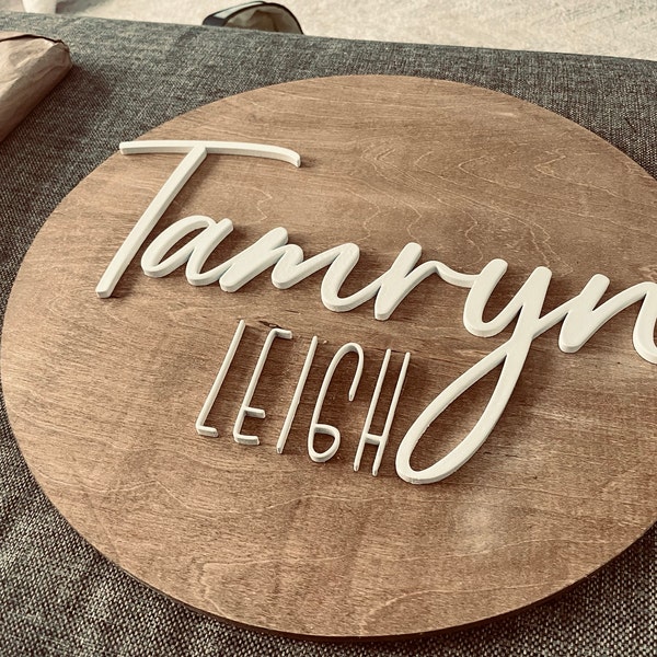 3D Wood Nursery Name Sign: Round Boho Baby Shower Decor - Etsy