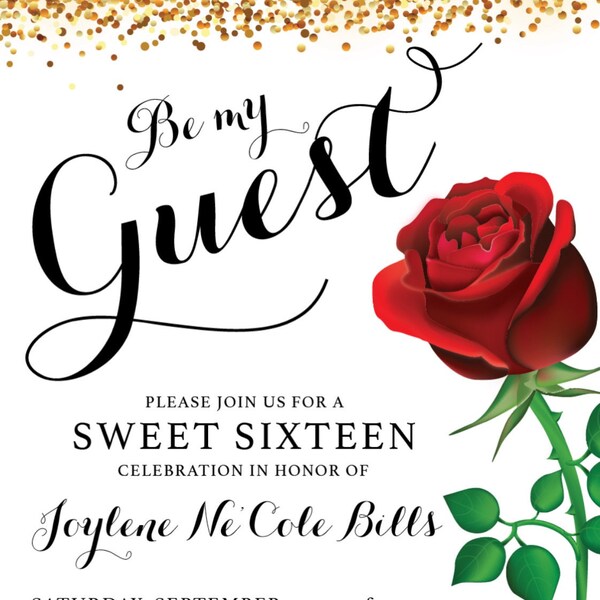 Be Our Guest Invitation | Be Our Guest Sweet Sixteen | Be Our Guest ...
