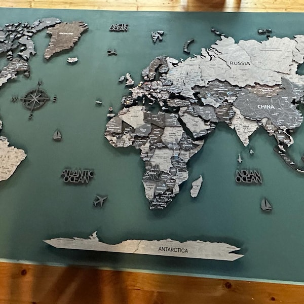 Large Wooden World Map With Countries, Wooden World Push Pin Travel Map ...