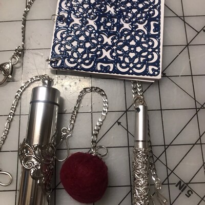 Chatelaine Tools Mini Ink Pen and Stylus on a Chain Silver or Bronze - Etsy