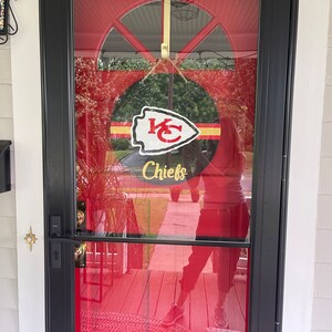 Hand Painted Kansas City Chiefs Door Hanger, Front Porch Decor, Kansas ...