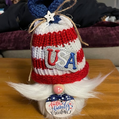Handcrafted USA Memorial Day July 4th Patriotic Knit Gnome - Etsy
