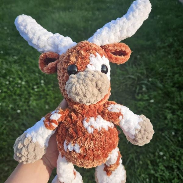 Longhorn Crochet Pattern- Longhorn Cow Pattern, Amigurumi Longhorn Cow ...