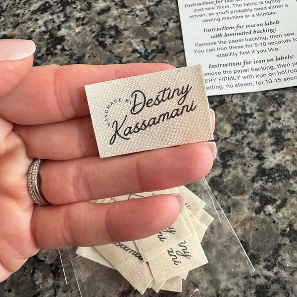 Set of 25 Vintage Signature Labels - Organic Cotton Fabric Tags for ...