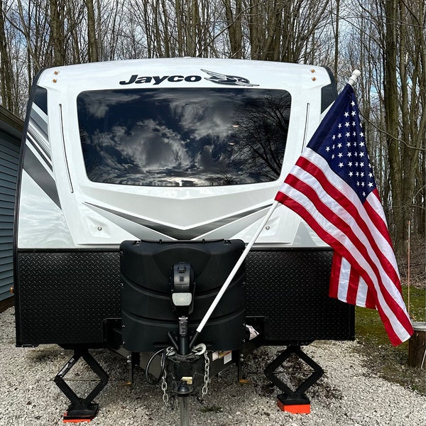Camper Double Flag Pole Mount - RV Flag Holder - Freedom Jack - Etsy