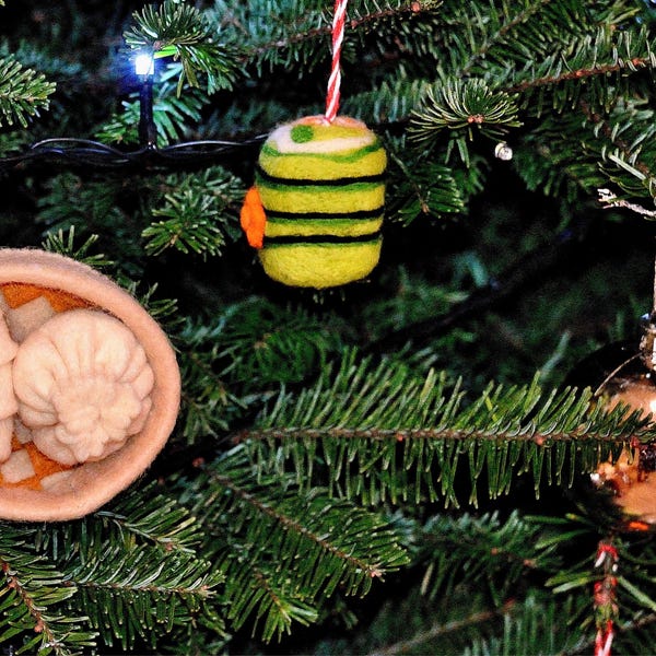 Joyful Santa Beluga Ornament, Hand Felted Ocean Animal Ornament ...