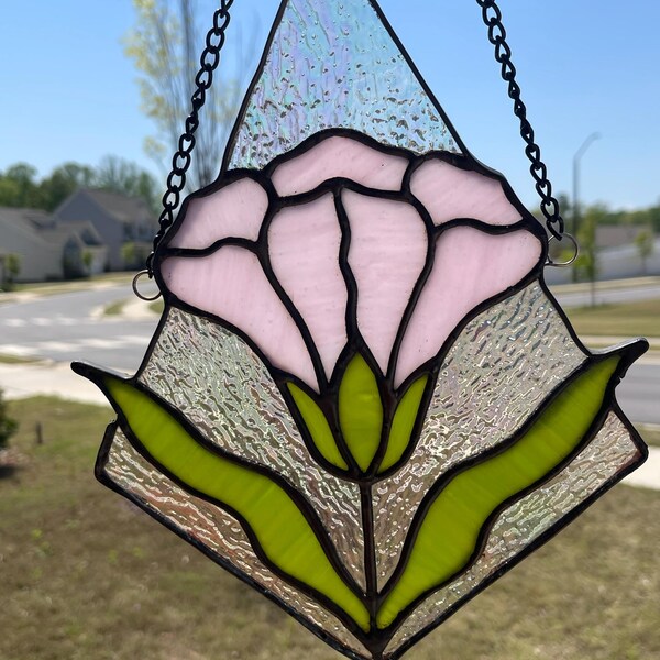 Flower Drop Stained Glass Pattern, Stained Glass Patterns, Digital ...