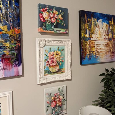 Number 25, miley is an Original Acrylic Floral Painting on Paper. 5 In ...