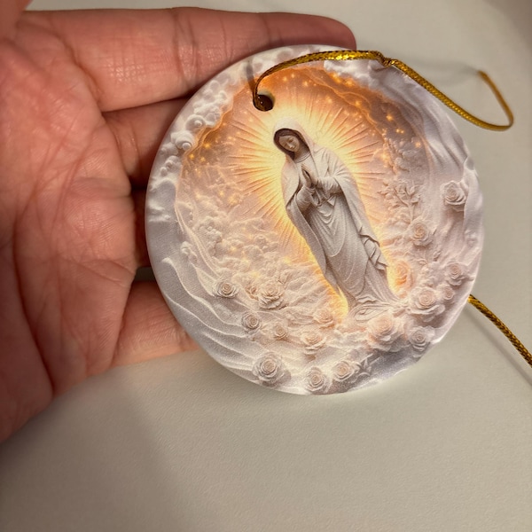 Blessed Virgin Mary Heavenly Ceramic Ornament, Ivory Style Catholic ...
