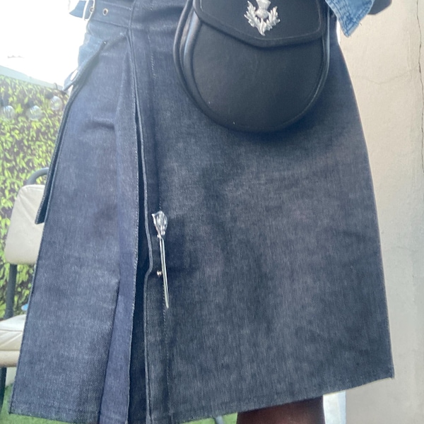 Gothic / Punk Rock Kilt for Men Scottish Utility Kilt Black Cotton Kilt ...