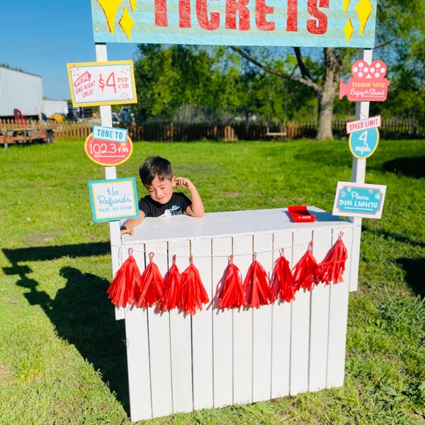 Retro Drive-in Movie Birthday Party Ticket Booth Printable Signs ...
