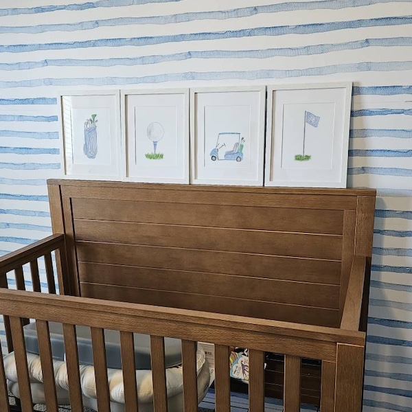 Watercolor Golf Nursery Decor Prints in Navy Blue | Watercolor Golf ...