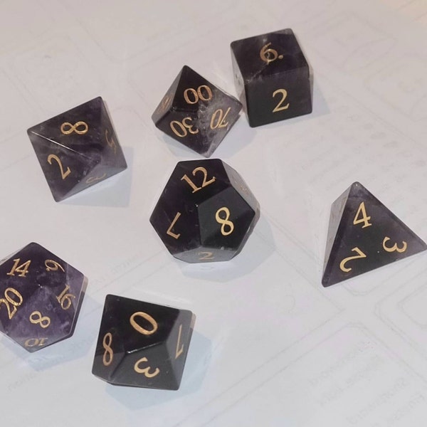 Natural Amethyst Dice Set| Gemstone D20 D&D Dice Set| Dungeons and ...
